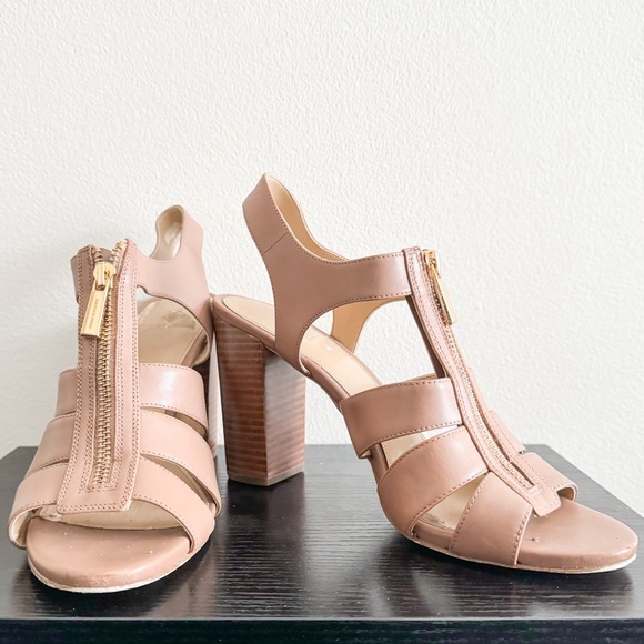 Michael Kors | Shoes | Michael Kors Damita Cashew Brown Leather Block ...